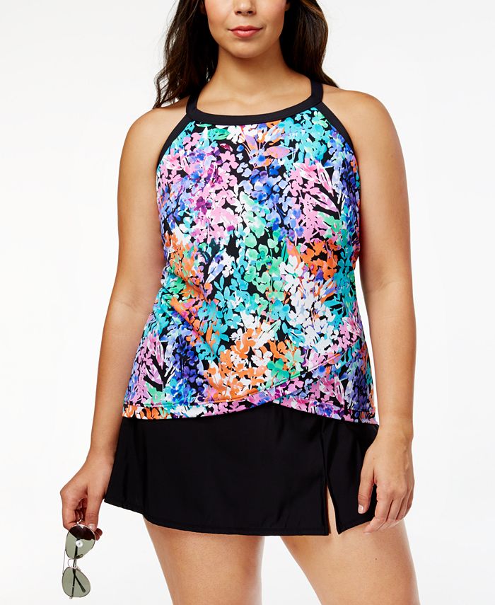Swim Solutions Plus Size Dream Garden Floral Print High Neck Underwire