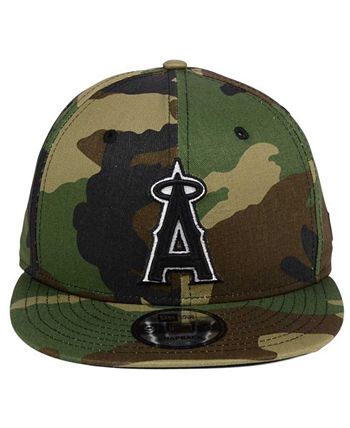 New Era Los Angeles Angels Woodland Black/White 9FIFTY Snapback Cap ...