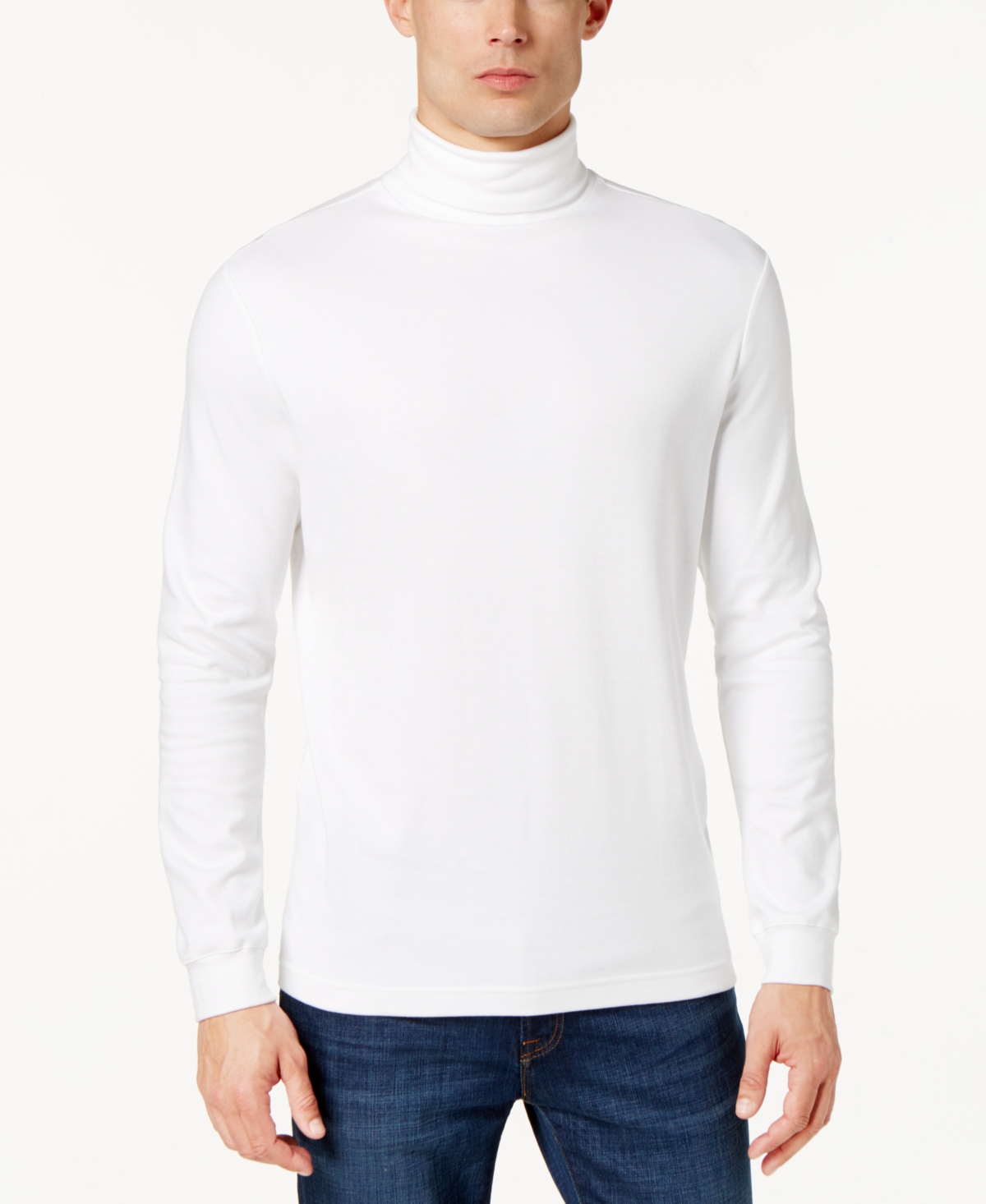 Club Room Mens Solid Turtleneck Shirt  Created for Macys - Bright White