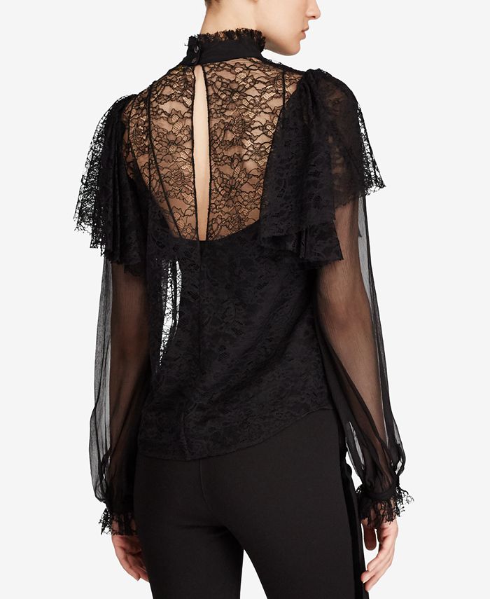 Polo Ralph Lauren Lace Chiffon Blouse - Macy's