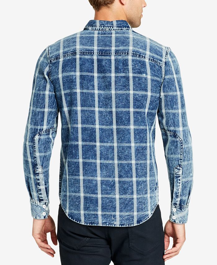 WILLIAM RAST Men's Denim Grid-Pattern Shirt - Macy's