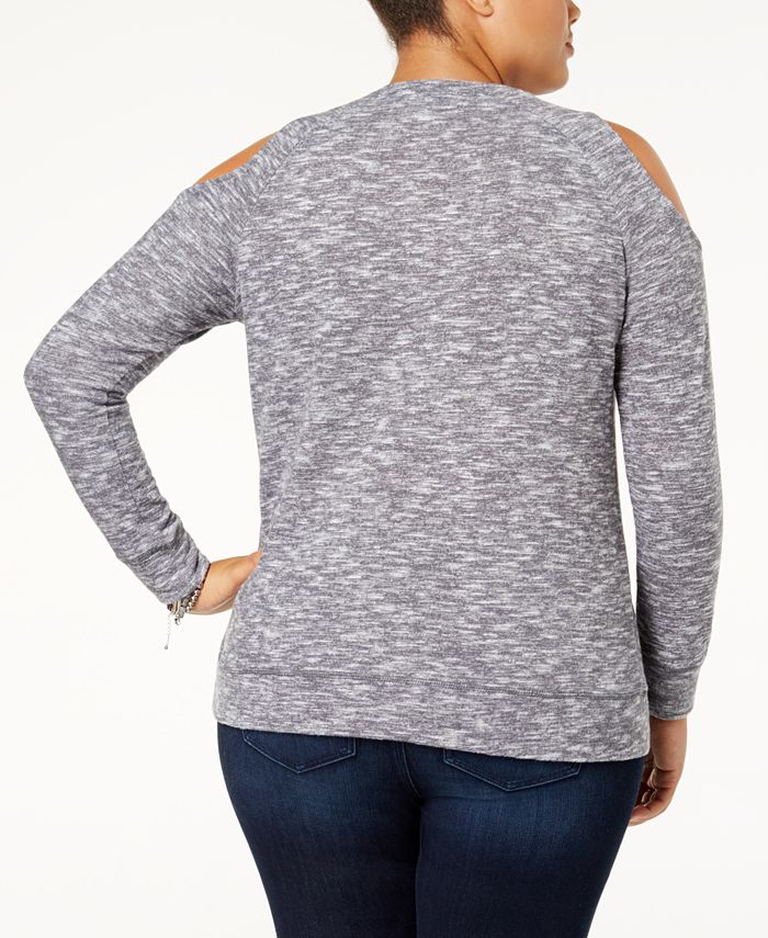 Planet Gold Trendy Plus Size Cold-Shoulder Sweater & Reviews - Sweaters ...