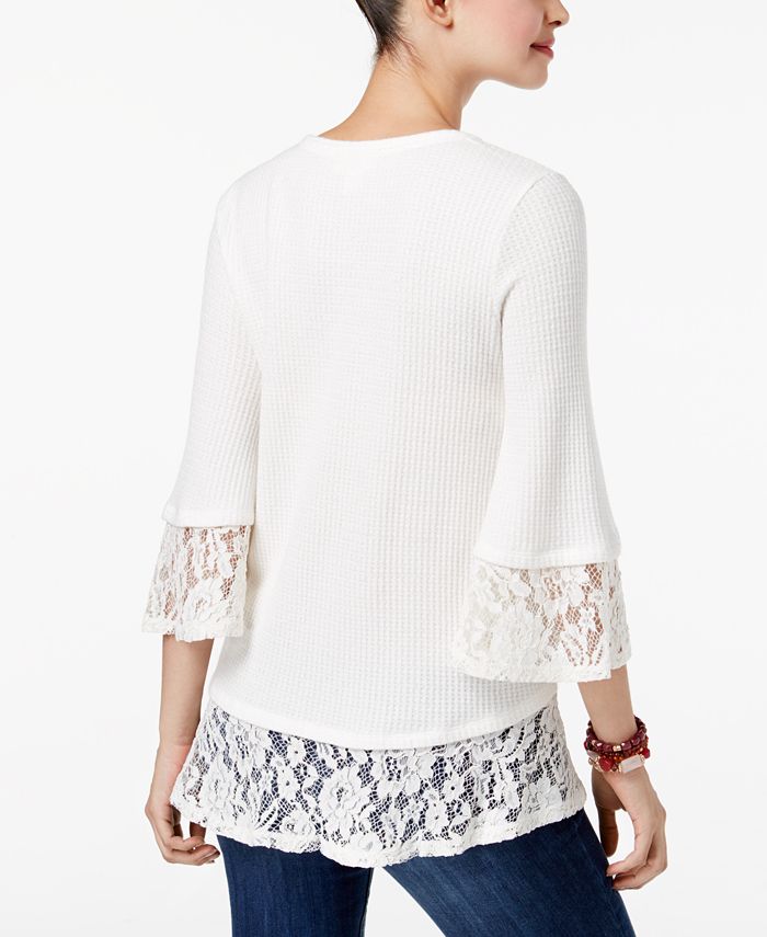 Style & Co Petite Lace-Trim Top, Created for Macy's - Macy's