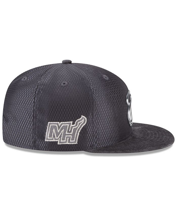 New Era Miami Heat On-Court Graphite Collection 9FIFTY Snapback Cap ...