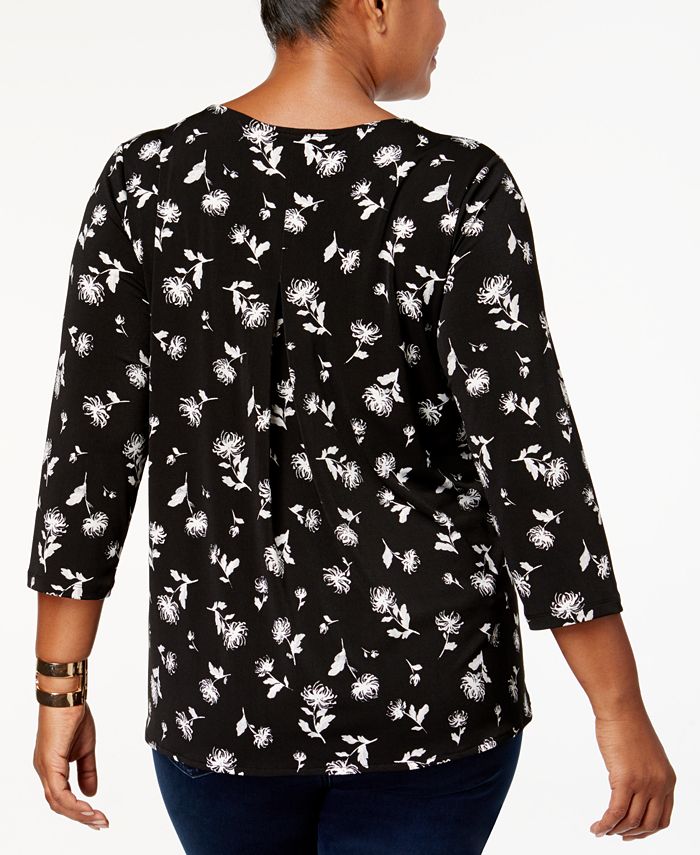 Charter Club Plus Size Floral-Print Top, Created for Macy's - Macy's