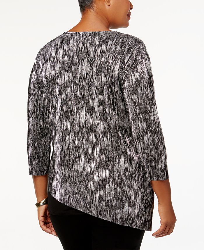 JM Collection Plus Size Metallic Asymmetrical-Hem Top, Created for Macy ...