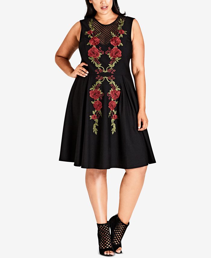 City Chic Trendy Plus Size Rose Adore Dress - Macy's