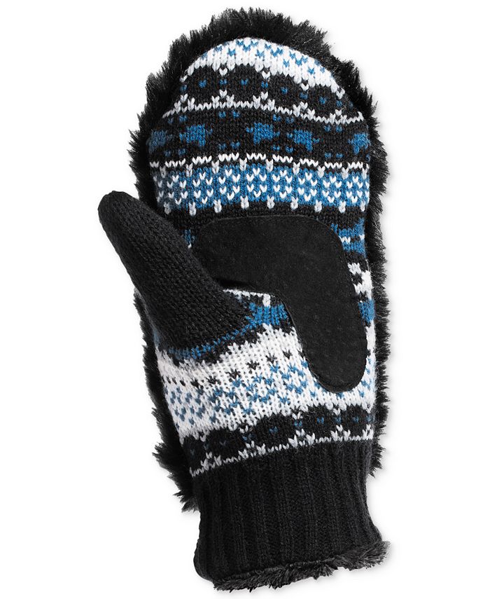 Isotoner Signature Women's Faux-Fur & Fair Isle Mittens - Macy's