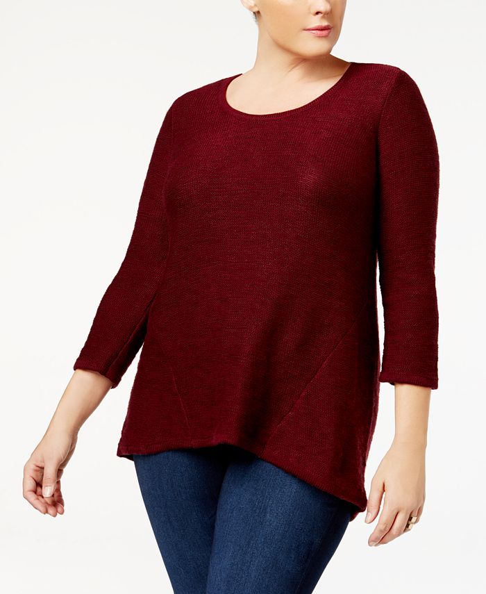 Style & Co Plus Size Printed Velvet Scarf Sweater, Created for Macy's ...