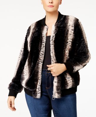 Belldini Plus Size Faux-Fur Bomber Jacket - Macy's