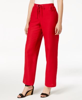 JM Collection Petite Linen-Blend Drawstring Pants, Created for Macy's ...