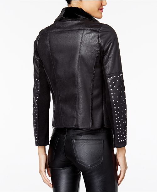 XOXO Juniors' Draped Faux-Leather Jacket & Reviews - Jackets & Vests ...