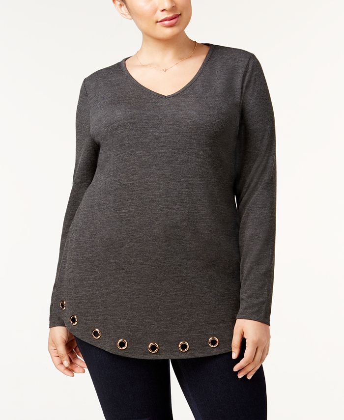 Belldini Plus Size Twist-Back Grommet Tunic - Macy's