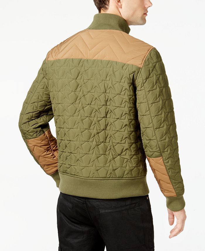GUESS Men's Quilted Colorblocked Coat - Macy's