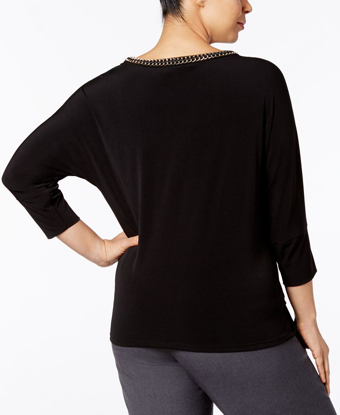Calvin Klein Plus Size Chain-Trimmed Top - Macy's