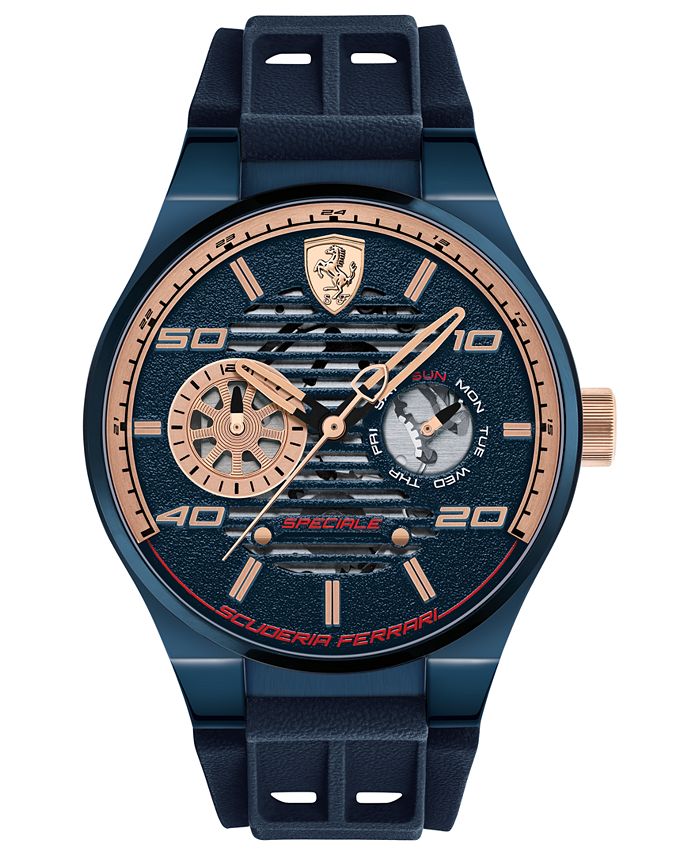 Ferrari LIMITED EDITION Men's Speciale Multi Blue Silicone Strap Watch ...