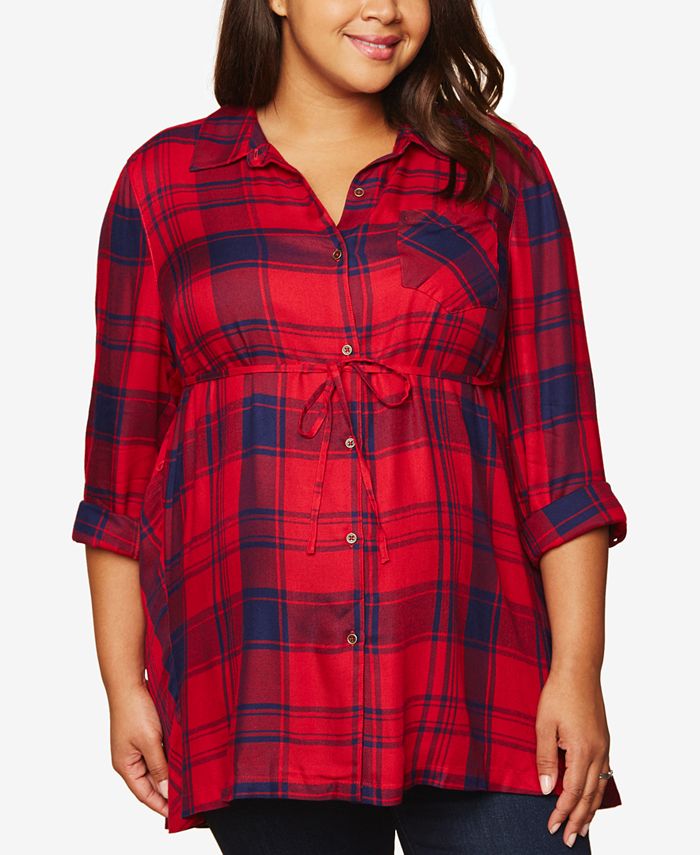 Motherhood Maternity Plus Size Plaid Shirt - Macy's