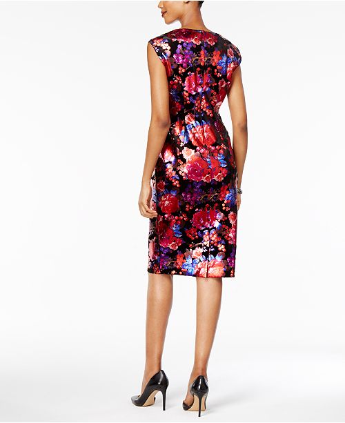 ECI Metallic Floral-Print Velvet Dress & Reviews - Dresses - Women - Macy's