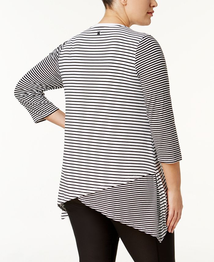 Calvin Klein Plus Size Striped Crossover Tunic - Macy's