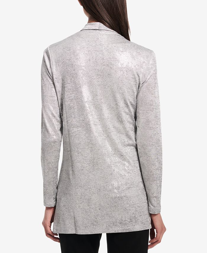Calvin Klein Metallic Printed Flyaway Cardigan - Macy's