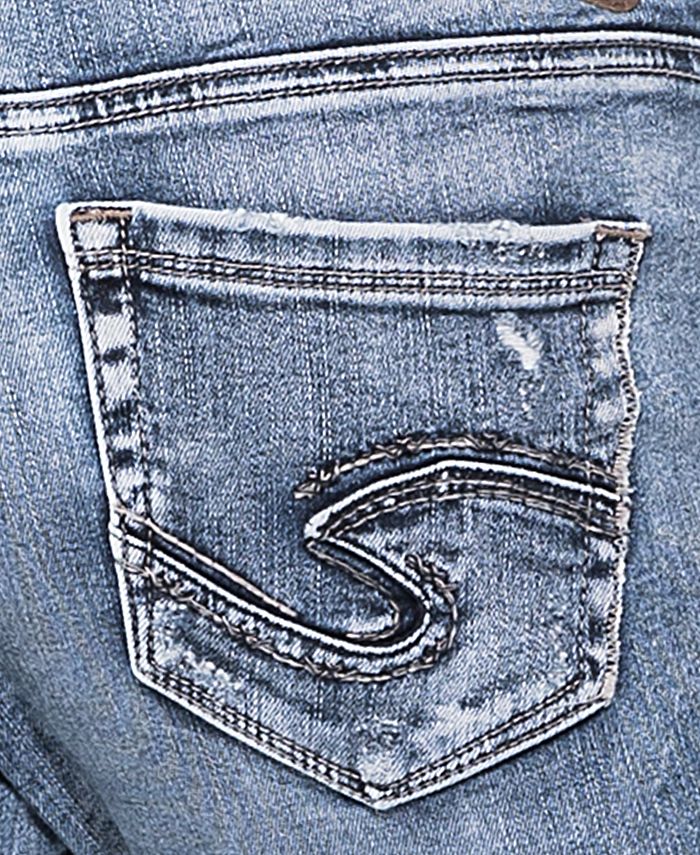 Silver Jeans Co. Juniors' Cotton Sam Ripped Cuffed Boyfriend Jeans - Macy's