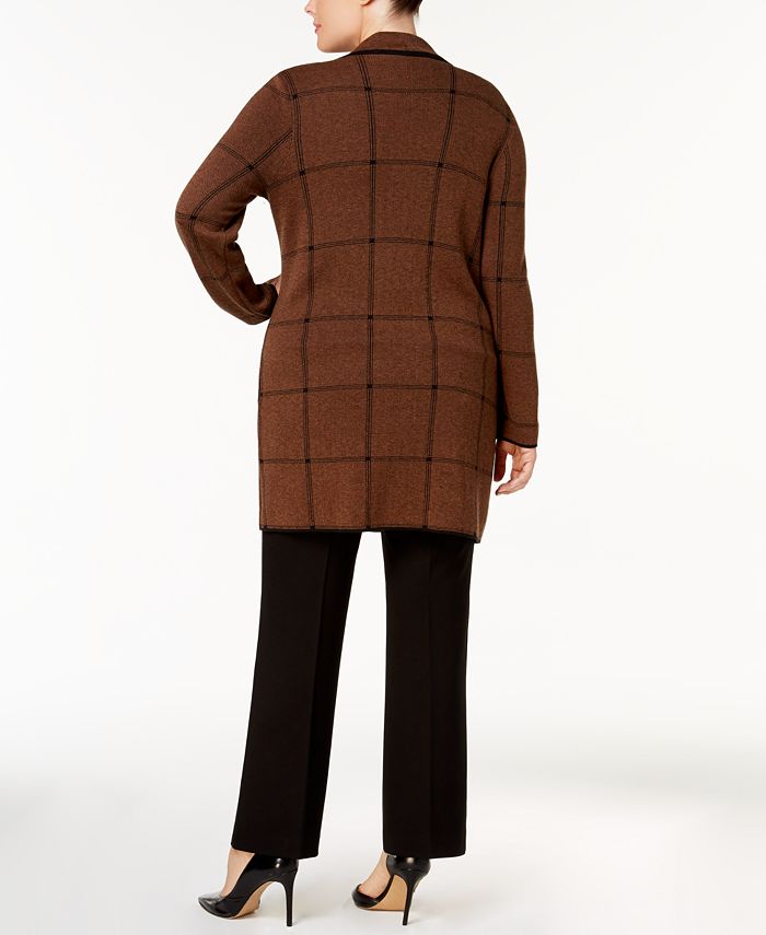 Kasper Plus Size Draped Plaid Topper - Macy's