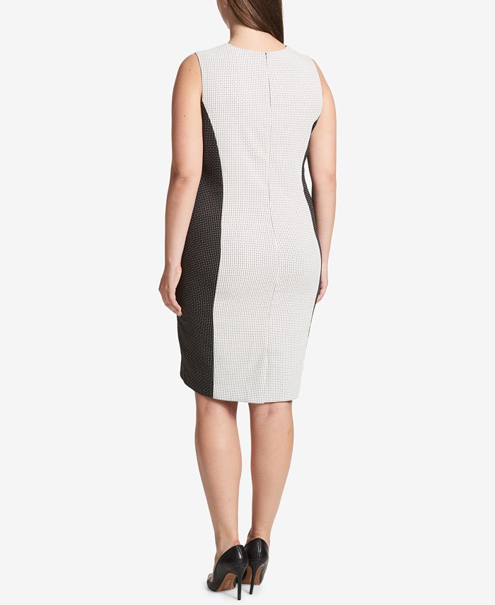 Calvin Klein Plus Size Dot-Print Colorblocked Sheath Dress - Macy's