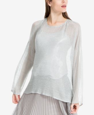 Max Studio London Metallic Semi-Sheer Top, Created for Macy's - Macy's
