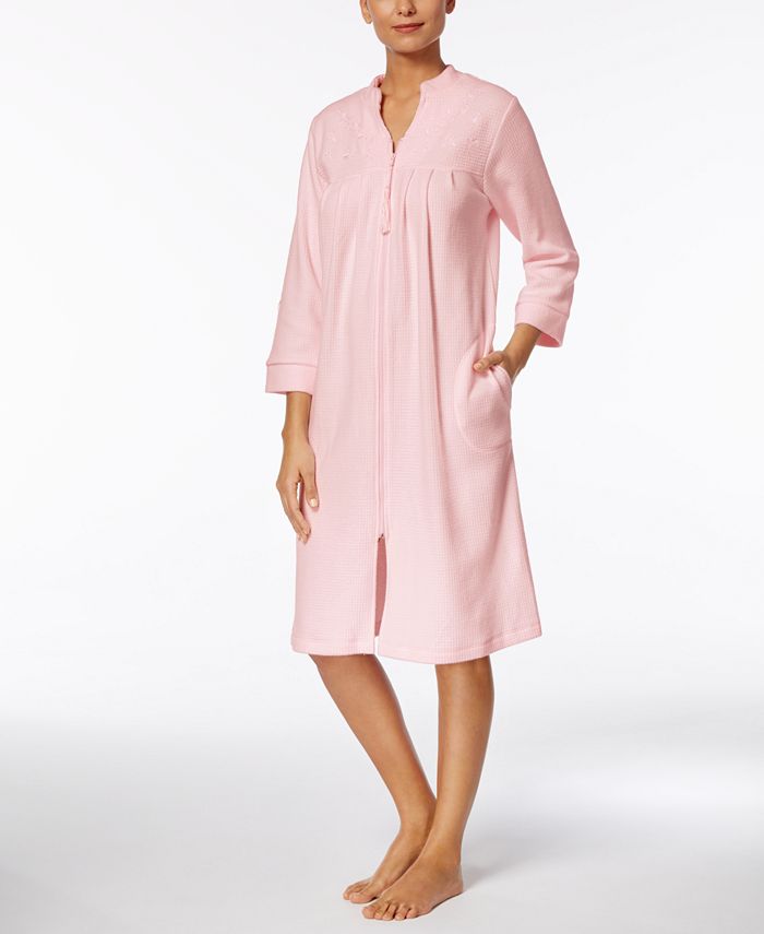 Miss Elaine Embroidered Waffle Robe - Macy's