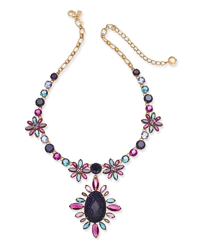 kate spade new york Gold-Tone Multi-Stone Statement Pendant Necklace ...