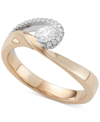 Diamond Two-Tone Swirl Ring (1/2 ct. t.w.) in 14k Gold & White Gold ...