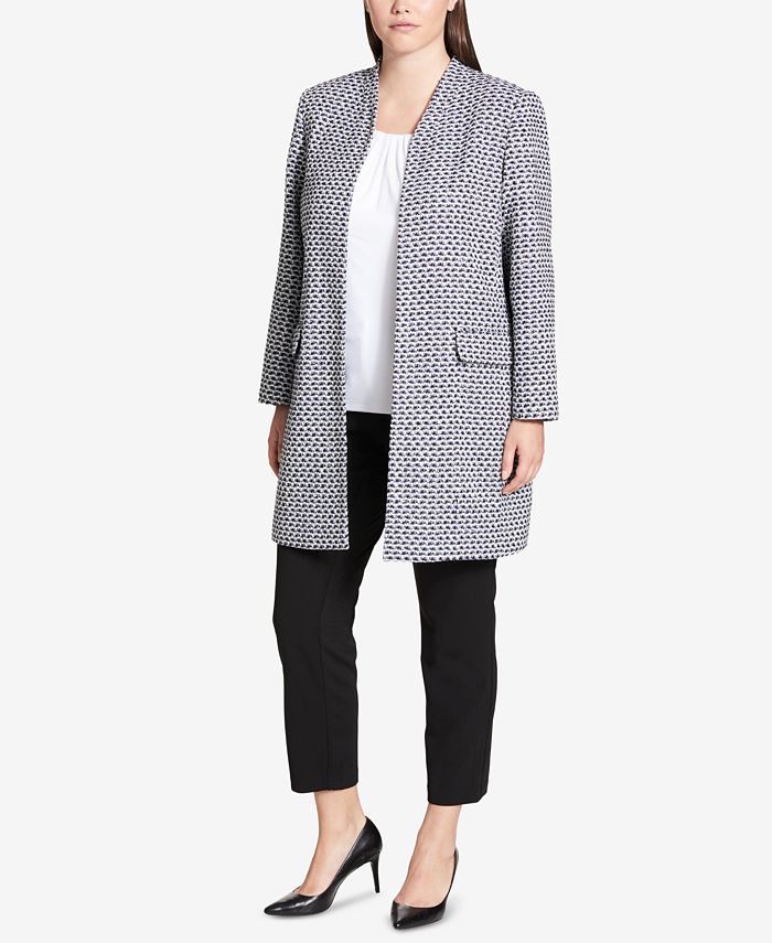 Calvin Klein Plus Size Metallic Tweed Topper Jacket - Macy's