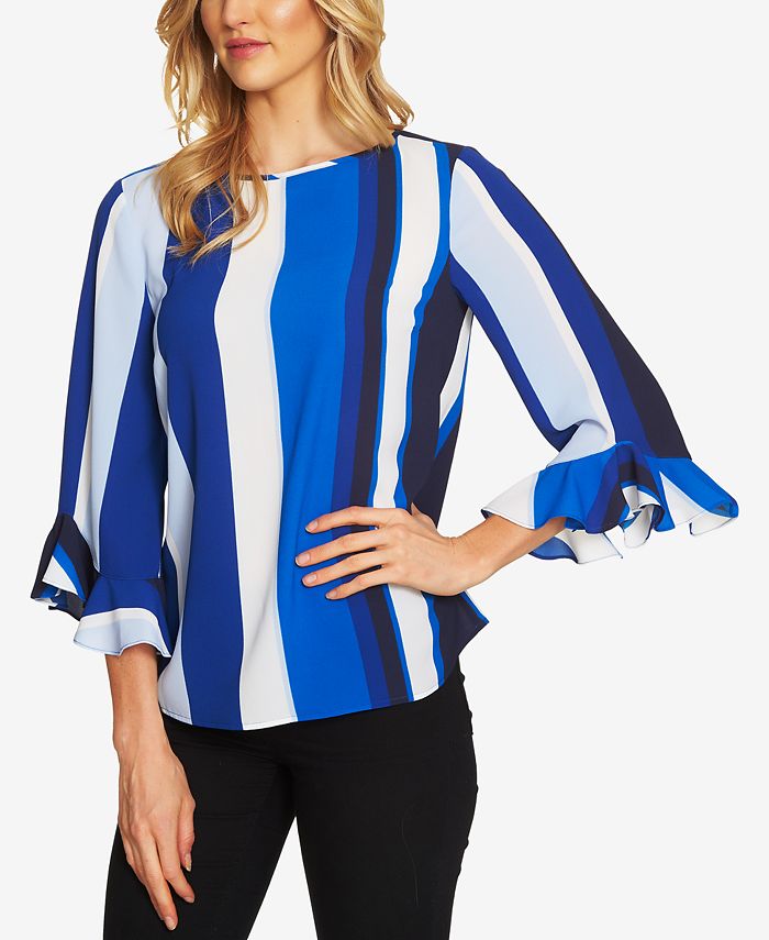 CeCe Striped Ruffled Blouse - Macy's