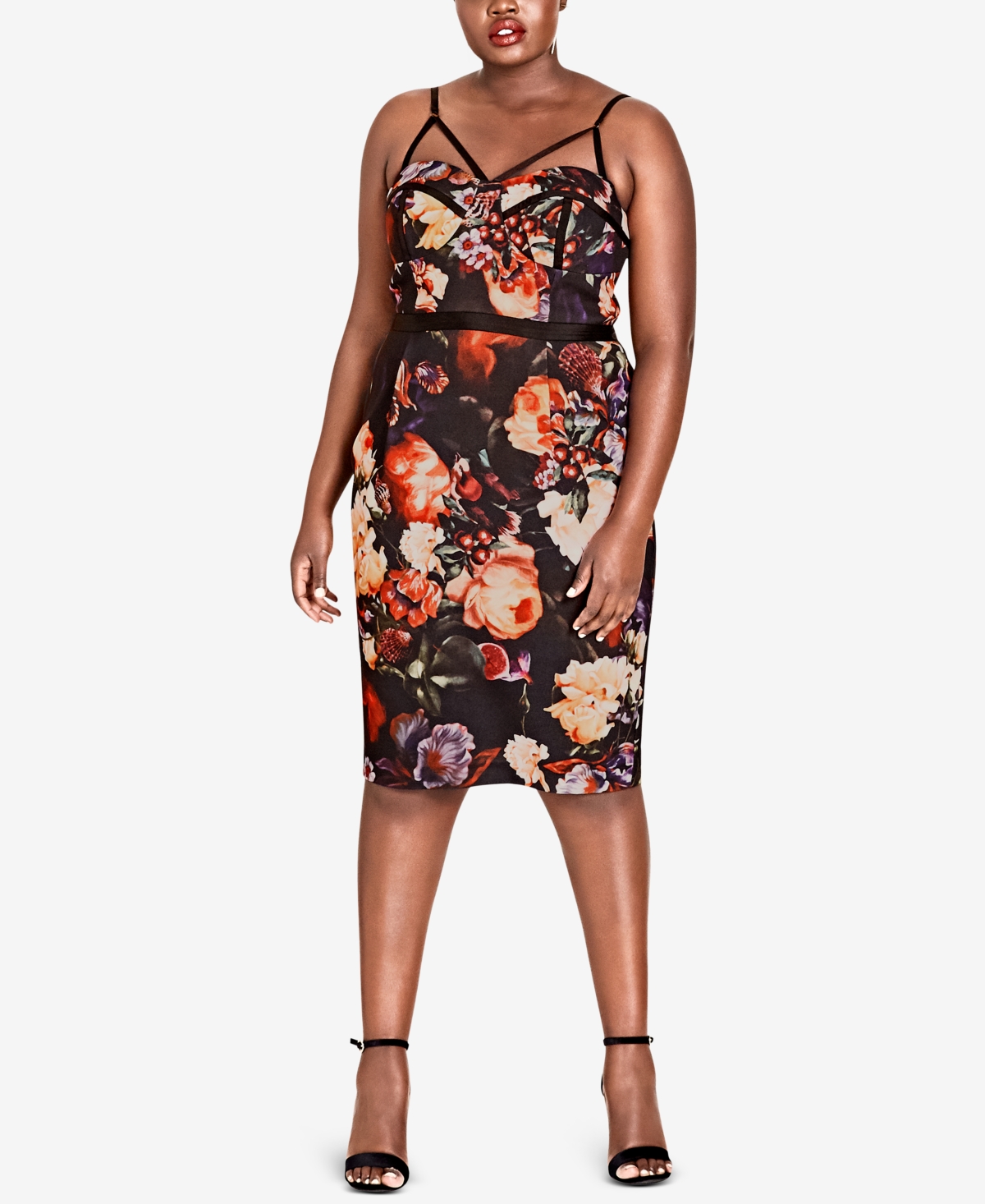 Click here for City Chic Trendy Plus Size Strappy Floral-Print Dr... prices