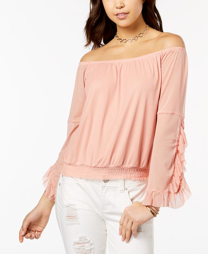 Freshman Juniors' Off-The-Shoulder Ruffle-Trim Top - Macy's
