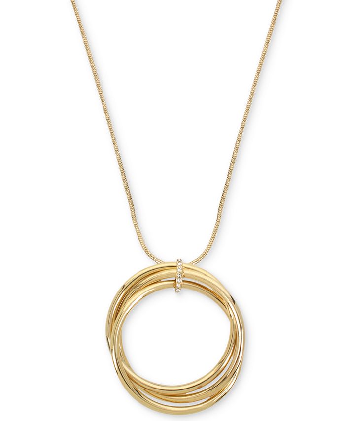 Kenneth Cole Gold-Tone Triple-Ring Circular Pendant Necklace - Macy's