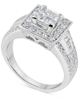 Diamond Square Halo Cluster Engagement Ring (1-1/10 ct. t.w.) in 14k ...