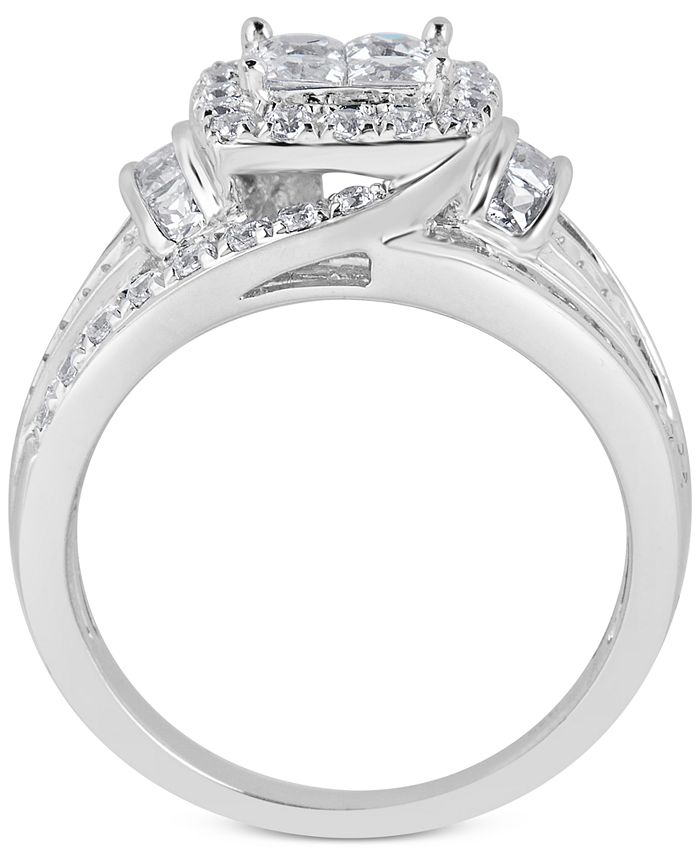 Macy's Diamond Princess Overlap Engagement Ring (1-1/2 ct. t.w.) in 14k ...