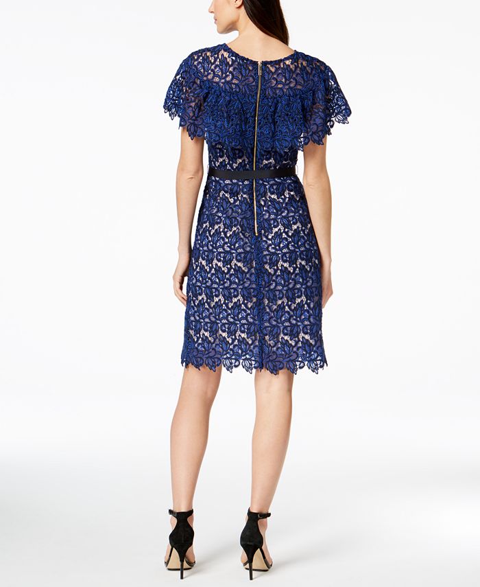 Calvin Klein Ruffled Lace & Ribbon Dress - Macy's