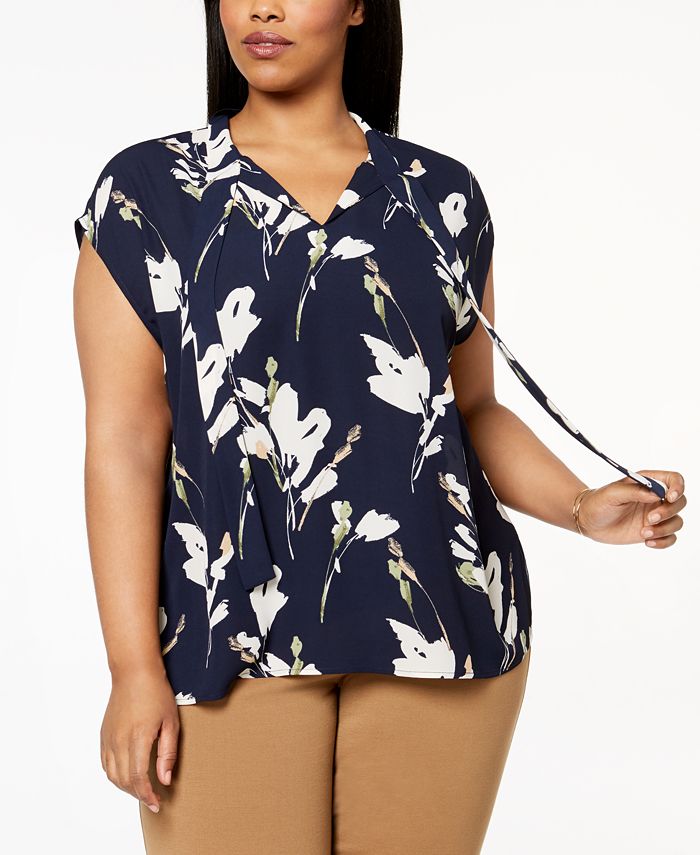 Nine West Plus Size Floral-Print Top - Macy's