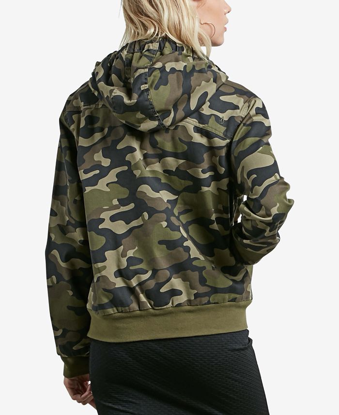Volcom Juniors' Frochickie Printed Hooded Bomber Jacket - Macy's