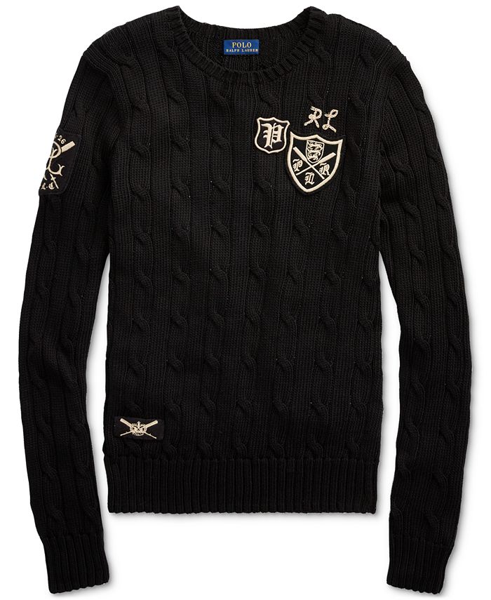 Polo Ralph Lauren Patchwork Cable-Knit Sweater - Macy's