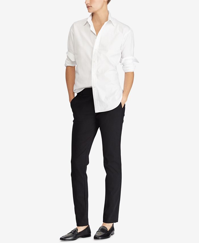 Polo Ralph Lauren Cotton Lace-Up Back Boyfriend Shirt - Macy's