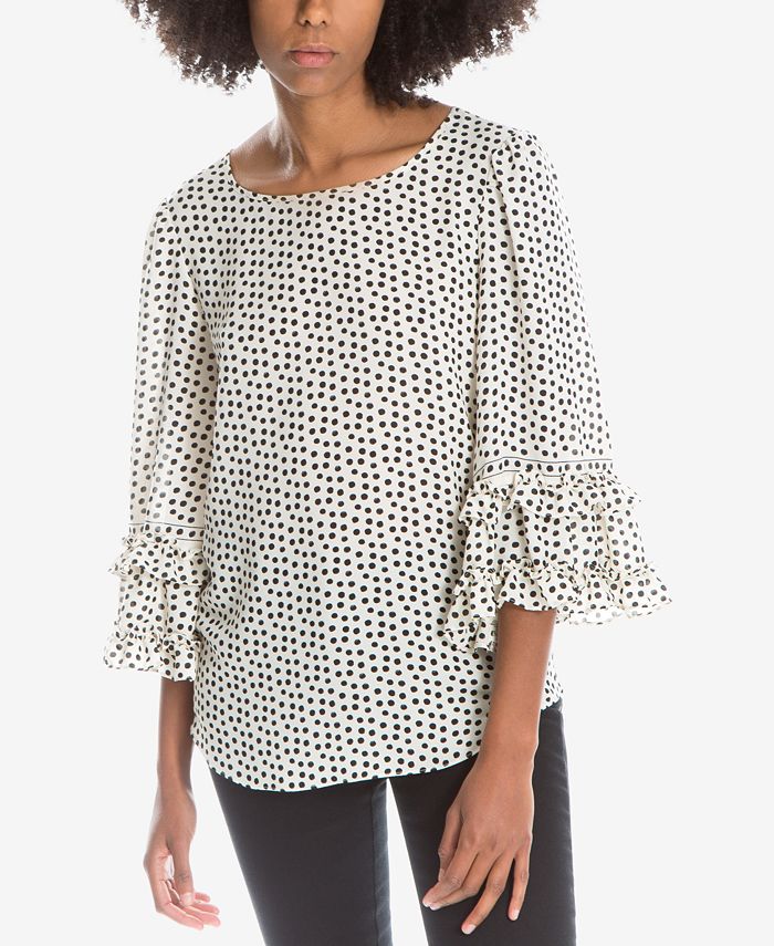Max Studio London Printed Ruffled-Sleeve Top, Created for Macy's - Macy's