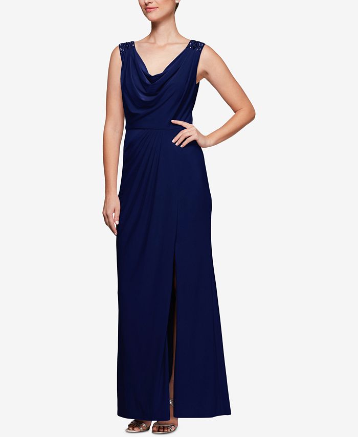 Alex Evenings Embellished Draped Cowl Gown - Macy's