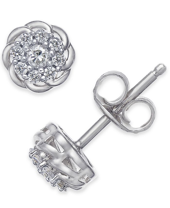 Macy's Diamond Floral Cluster Stud Earrings (1/4 ct. t.w.) - Macy's