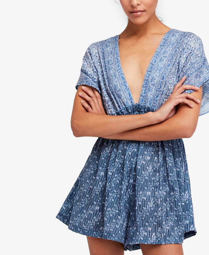 Free People Arizona Printed Plunging Romper - Macy's