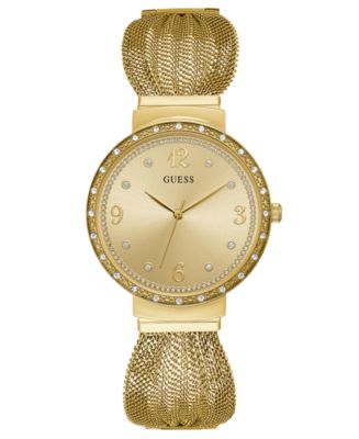 GUESS Women's Gold-Tone Stainless Steel Mesh Bracelet Watch 36mm - Macy's