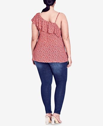 City Chic Trendy Plus Size One-Shoulder Top - Macy's