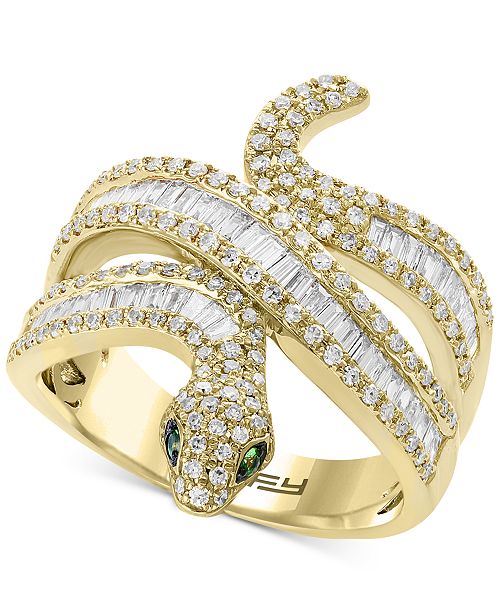 EFFY Collection EFFY® Diamond (9/10 ct. t.w.) & Tsavorite Accent Snake ...